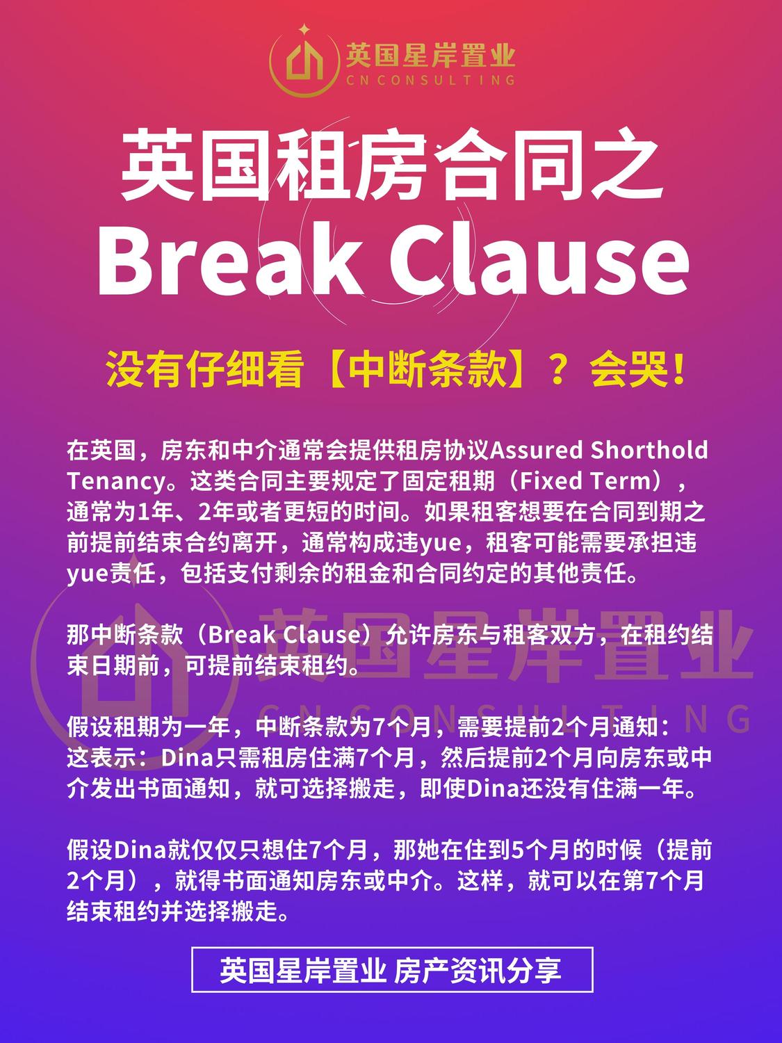 英国租房协议里，一定要看中断协议（Break Clause）！ - 英国星岸置业 CN Consulting